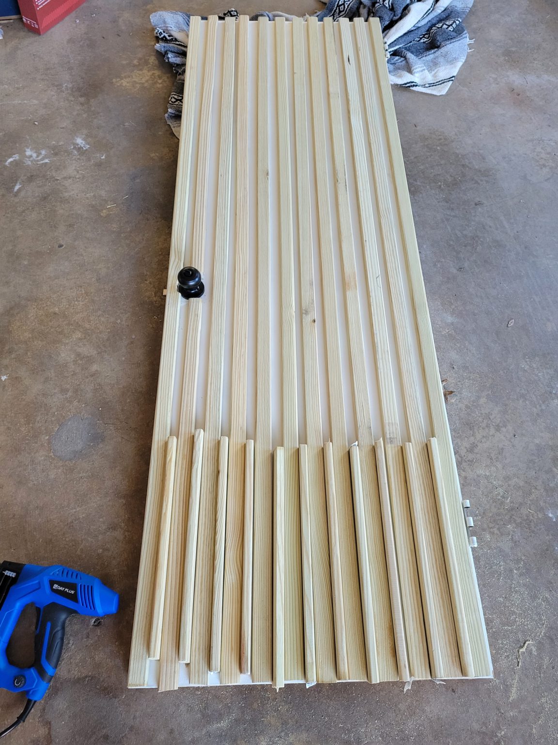 DIY Wood Slat Door (How I Updated A Flat Panel Interior Door) — Peony ...