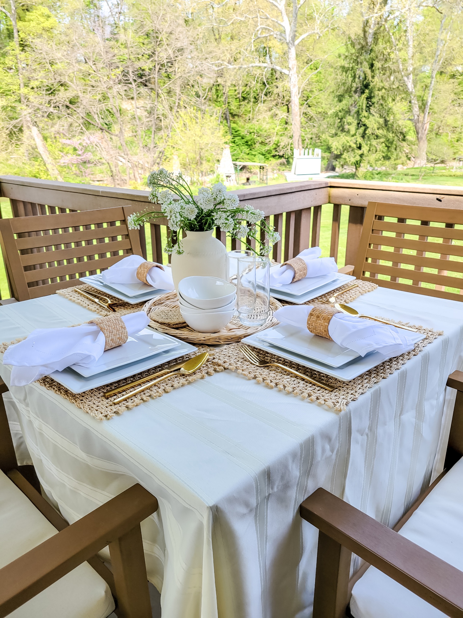 Neutral Boho Outdoor Table Setting For Spring Or Summer — Peony Street